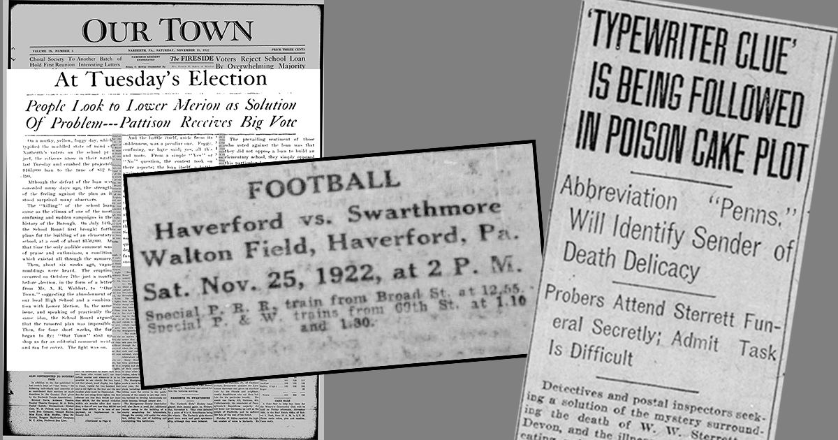 100 Years Ago On The Main Line - November 1922 - This Is Lower Merion ...