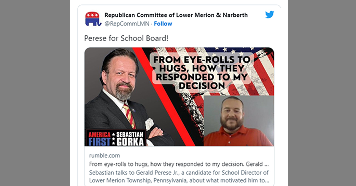 Lower Merion School Board Candidate Appears on Sebastian Gorka (America ...
